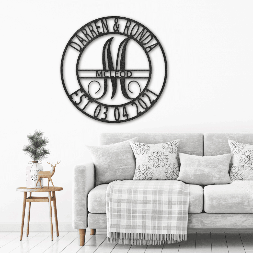 Elaborate Name - Steel Sign - Personalized Metal Wall Art Monogram Sig